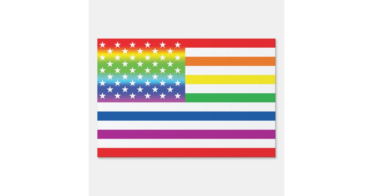 Rainbow US Flag LGBT Pride Sign | Zazzle
