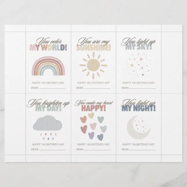 Rainbow Valentine’s Day Cards for Kids Classroom | Zazzle