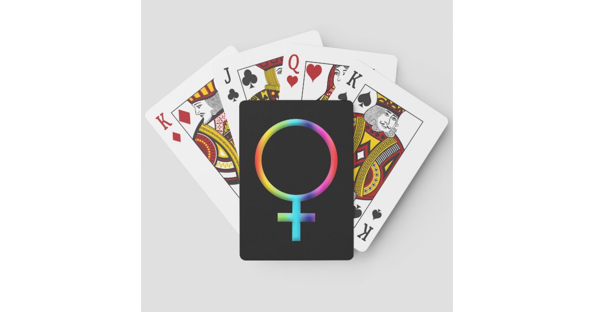 Rainbow Venus Symbol Astrology Zodiac Planet Sign Poker Cards | Zazzle