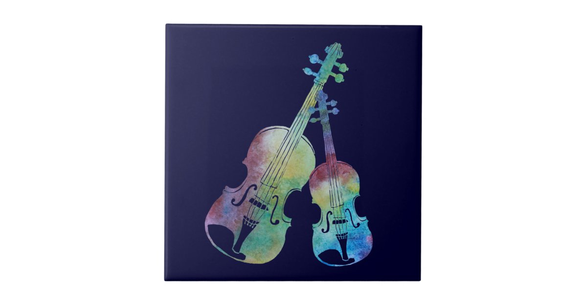 Rainbow Violin and Viola Tile | Zazzle