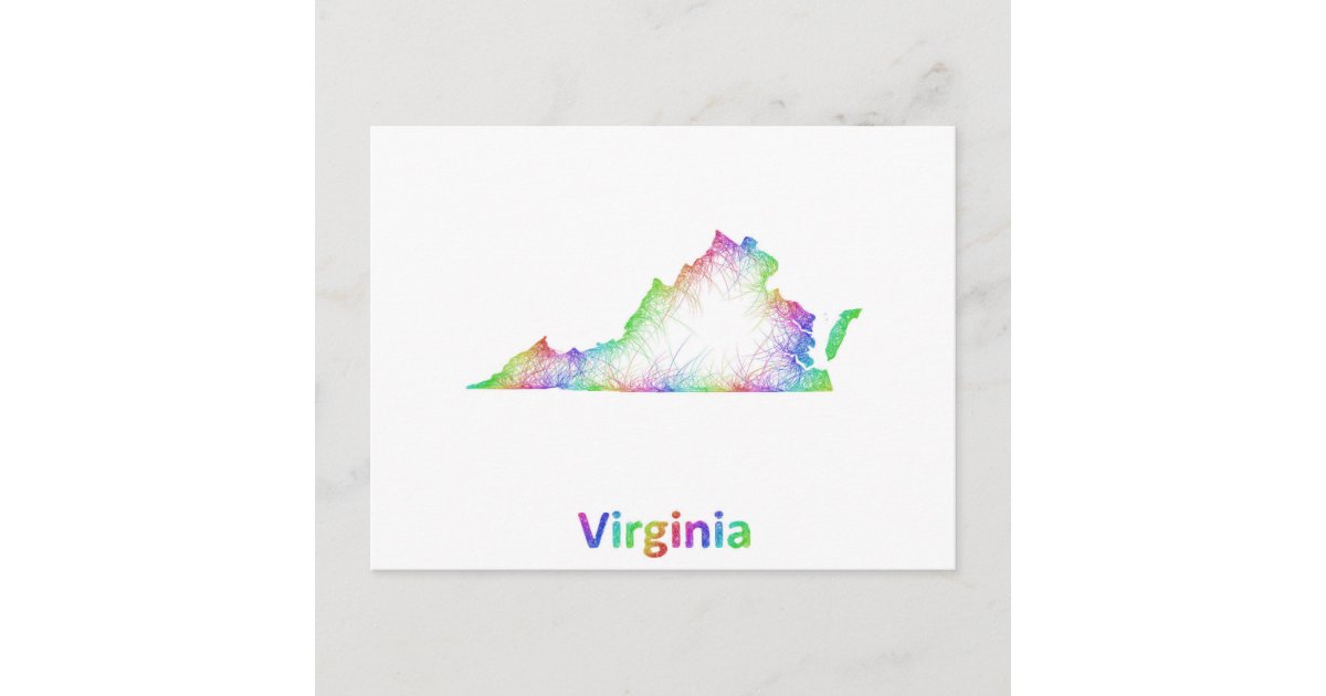 Rainbow Virginia map Postcard | Zazzle
