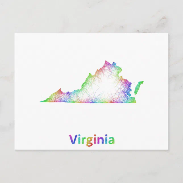 Rainbow Virginia map Postcard | Zazzle