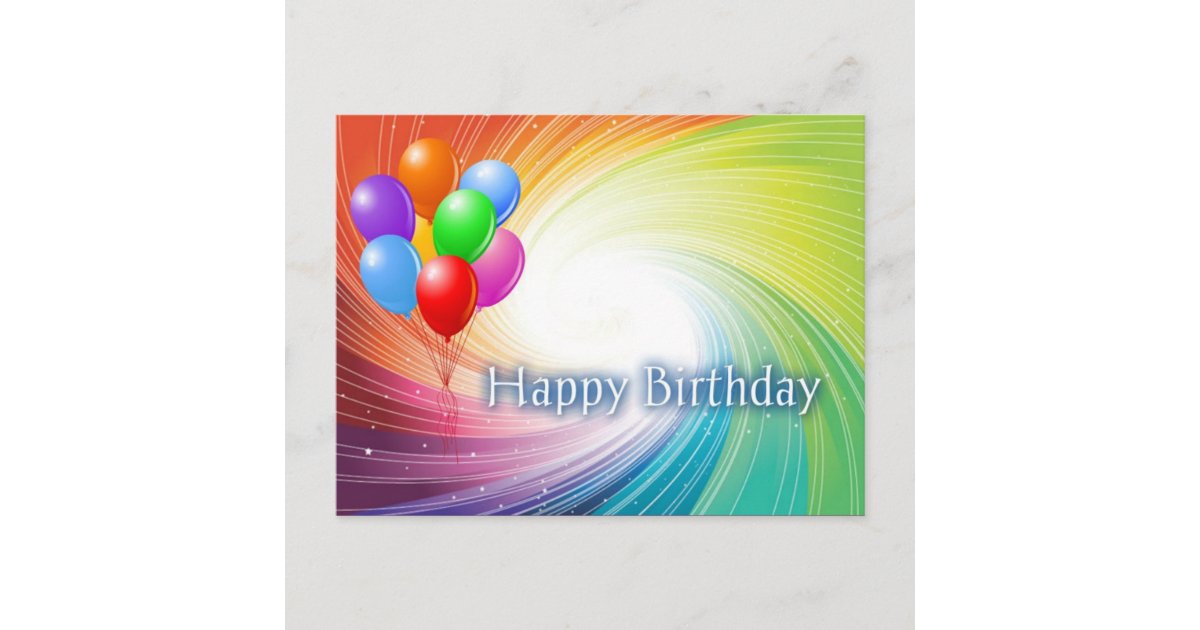 Rainbow Vortex Happy Birthday Postcard | Zazzle
