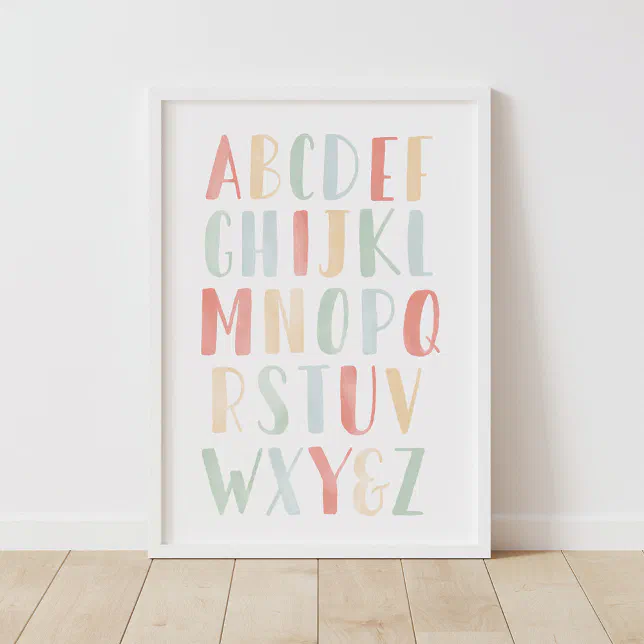 Rainbow Watercolor Alphabet ABC Classroom Decor | Zazzle