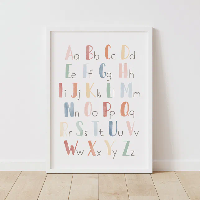 Rainbow Watercolor Alphabet ABC Classroom Decor | Zazzle