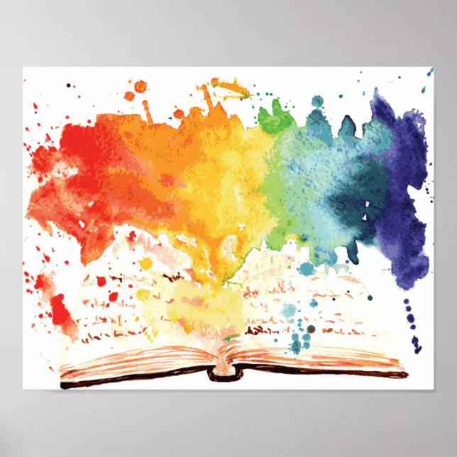 Rainbow Watercolor Artwork Book Nook Poster | Zazzle