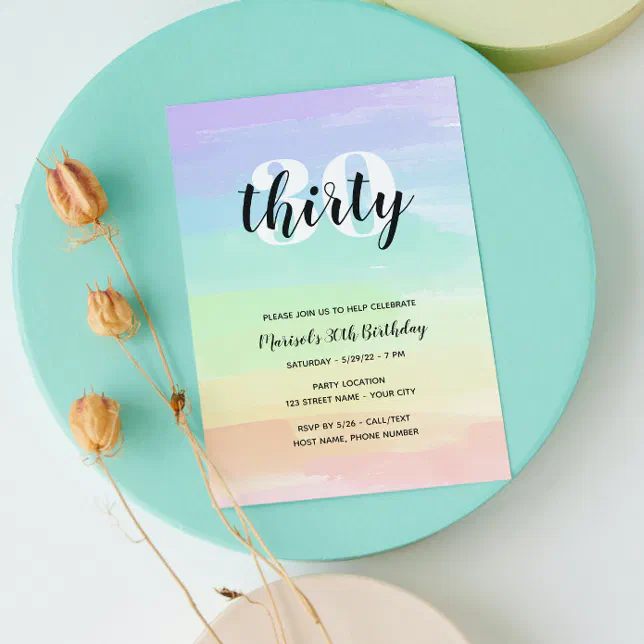 Rainbow Watercolor Birthday Invitation | Zazzle