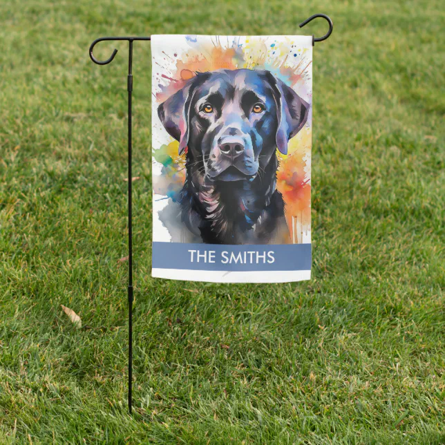 Rainbow Watercolor Black Labrador Retriever Garden Flag | Zazzle