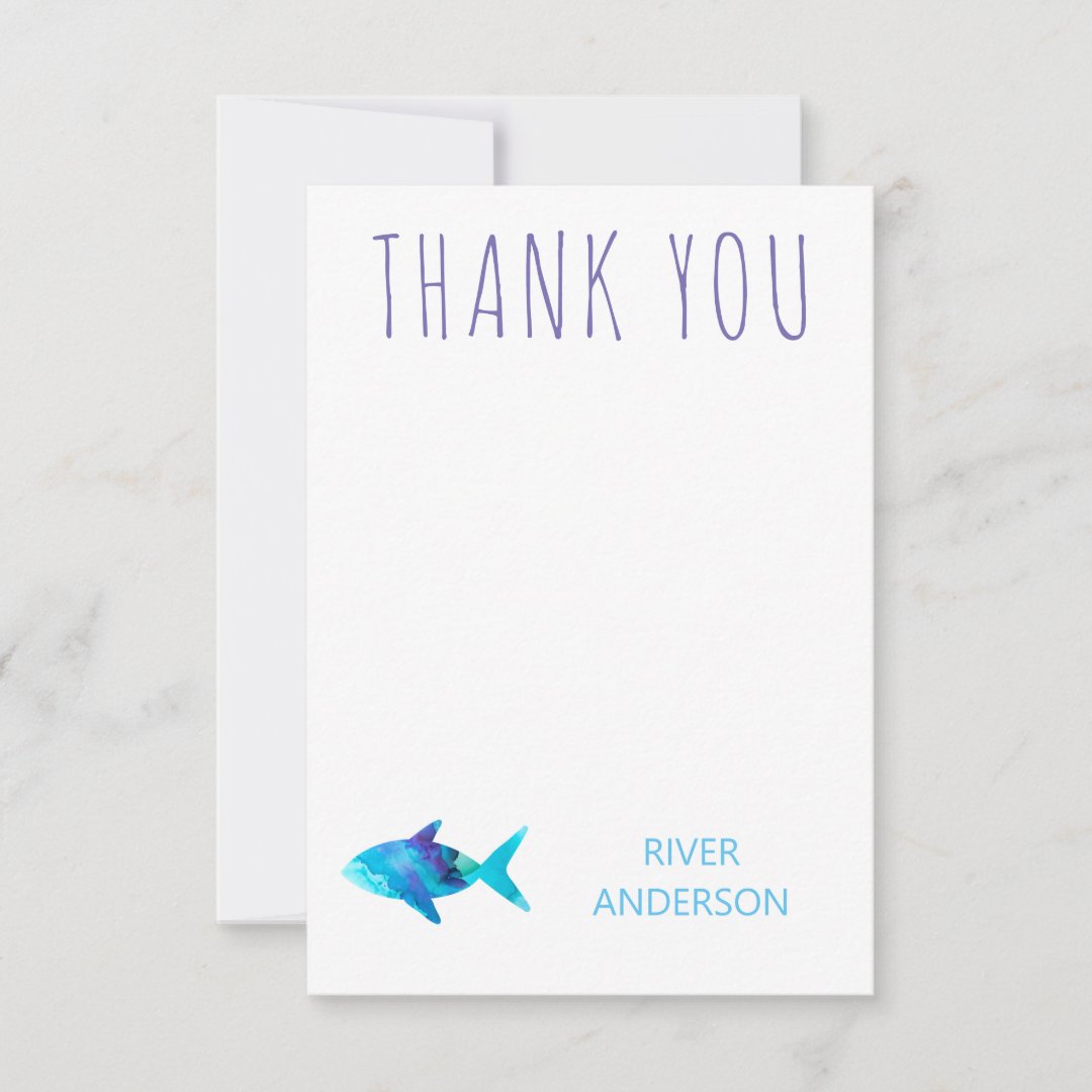 Rainbow Watercolor Fish Under The Sea Thank You | Zazzle
