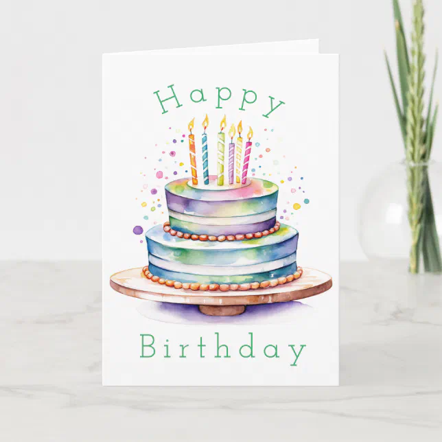 Rainbow Watercolor Happy Birthday Card | Zazzle