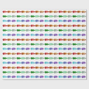 Rainbow Watercolor Hippo Wrapping Paper, Glossy Wrapping Paper | Zazzle