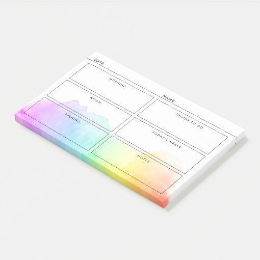 Rainbow Watercolor Simple Daily Organizer Post-it Notes | Zazzle