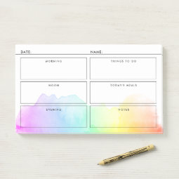 Rainbow Watercolor Simple Daily Organizer Post-it Notes | Zazzle