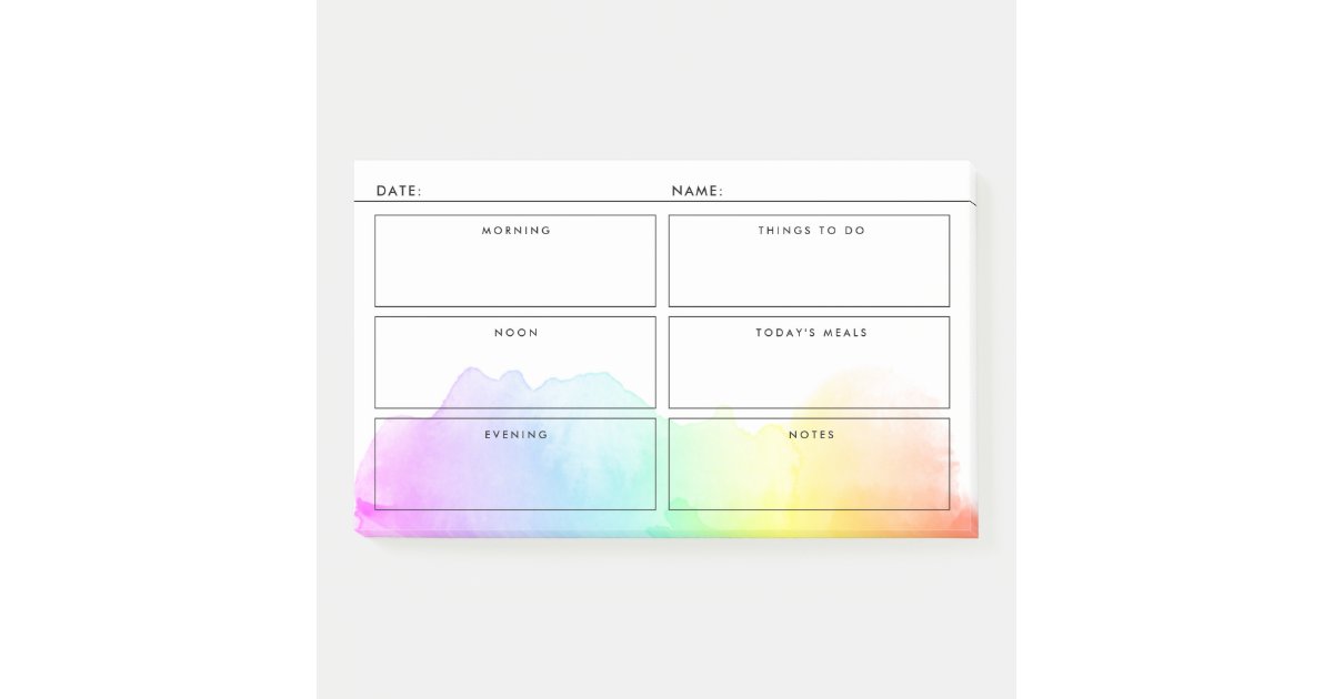 Rainbow Watercolor Simple Daily Organizer Post-it Notes | Zazzle