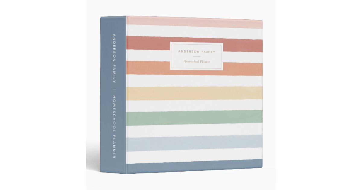 Rainbow Watercolor Stripes 3 Ring Binder | Zazzle