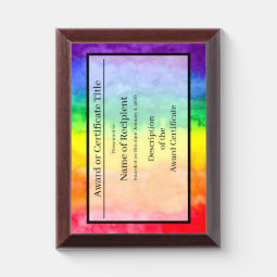 Rainbow Watercolor Wash Award Plaque | Zazzle