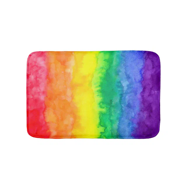 Rainbow Watercolor Wash Bath Mat | Zazzle