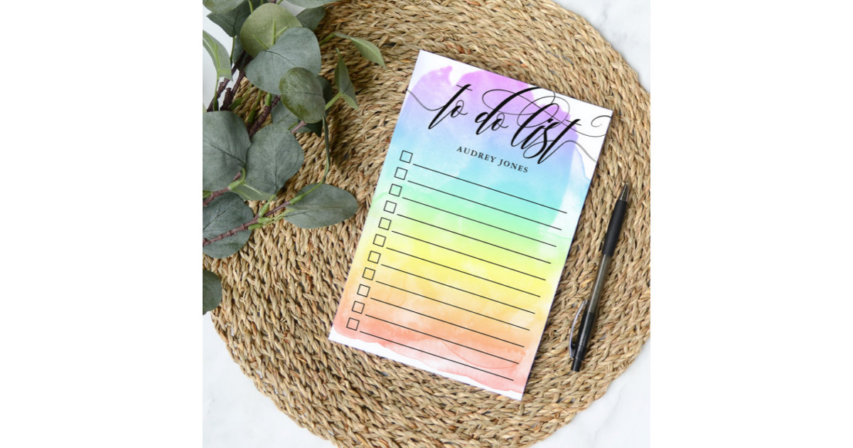 Rainbow Watercolor Wash Checkbox To Do List Post-it Notes | Zazzle