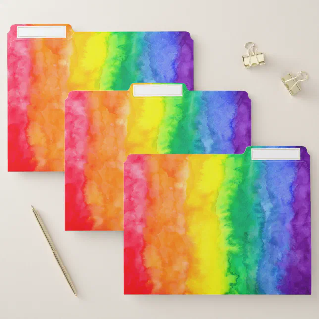 Rainbow watercolor wash File Folders | Zazzle