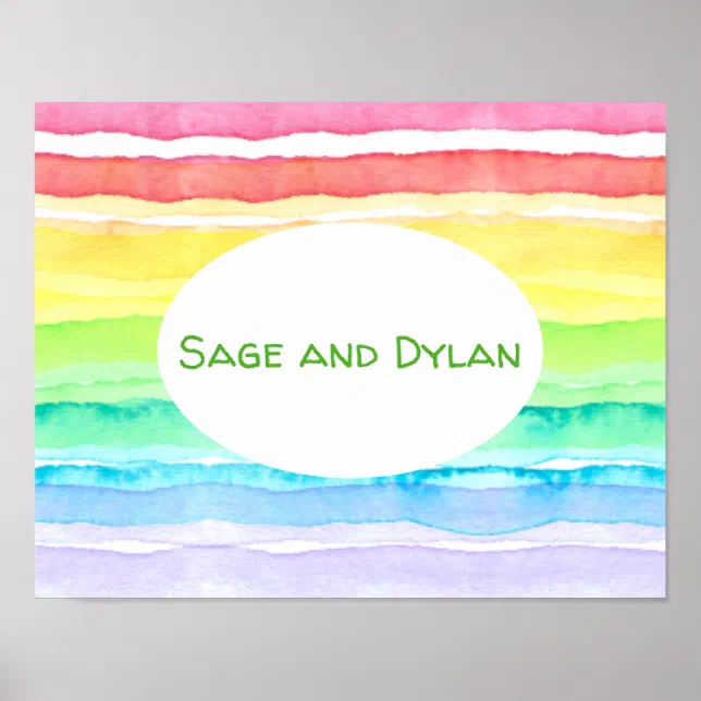 Rainbow Watercolor Wedding Poster | Zazzle