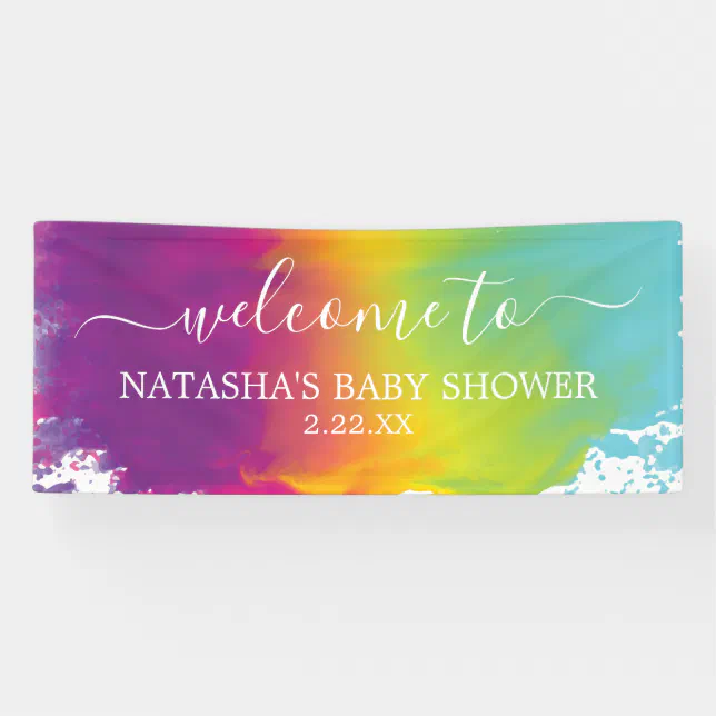 Rainbow Watercolor Welcome to Baby Shower Banner | Zazzle