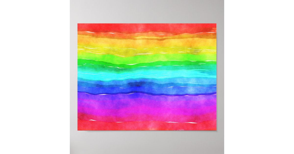 Rainbow Watercolour Ink Stripes Poster | Zazzle