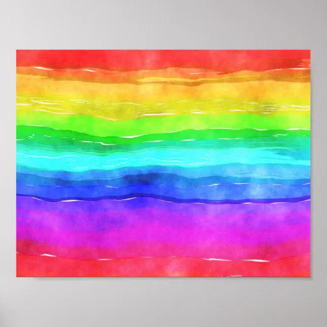 Rainbow Watercolour Ink Stripes Poster | Zazzle