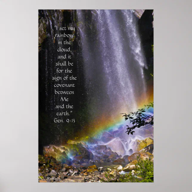 Rainbow Waterfall w/Scripture Verse Poster | Zazzle