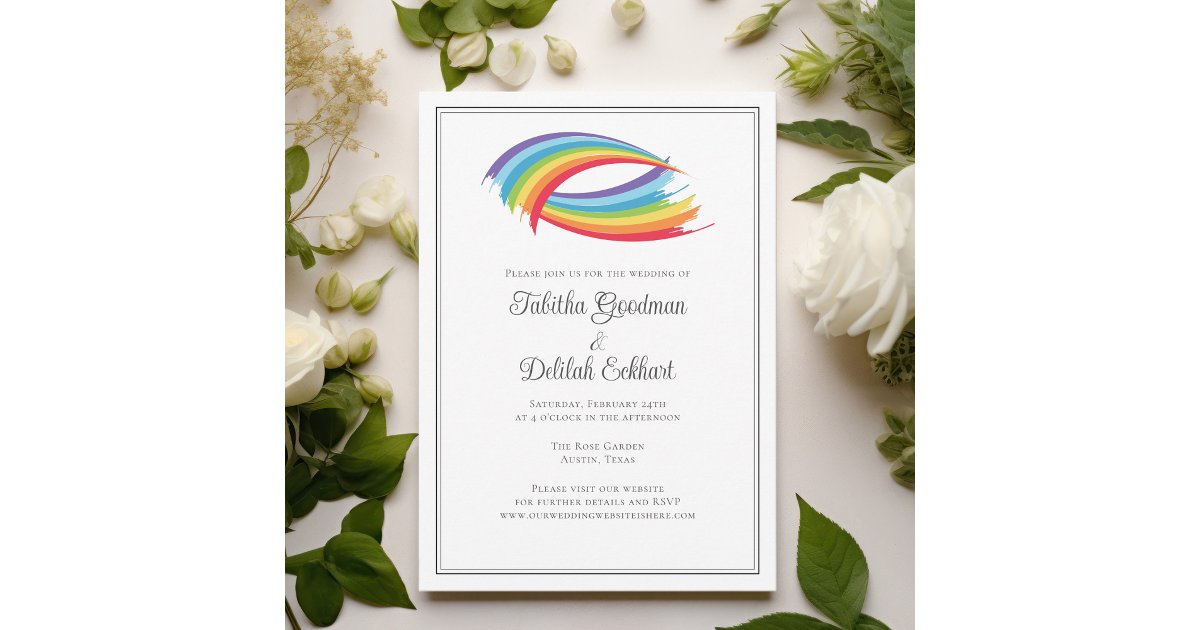 Rainbow Wave Beautiful LGBT Wedding Invitation | Zazzle