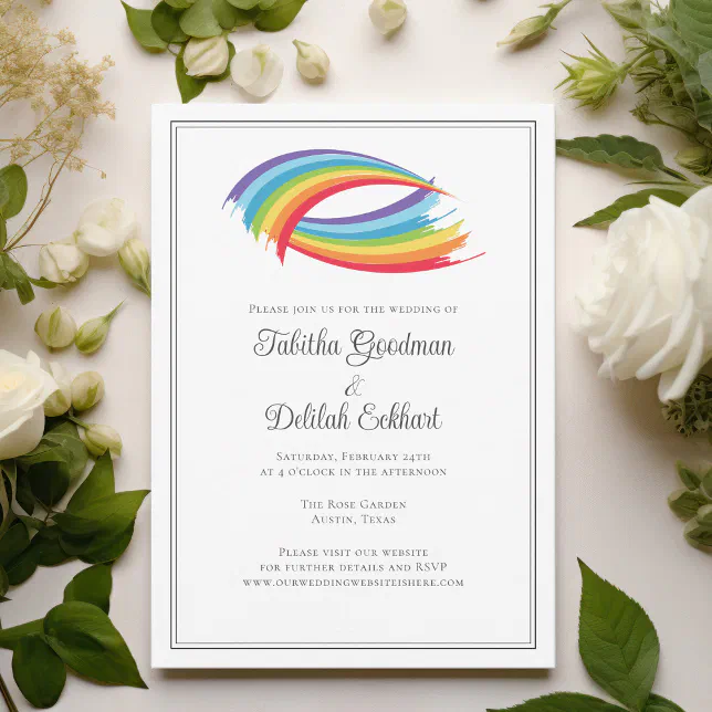 Rainbow Wave Beautiful LGBT Wedding Invitation | Zazzle
