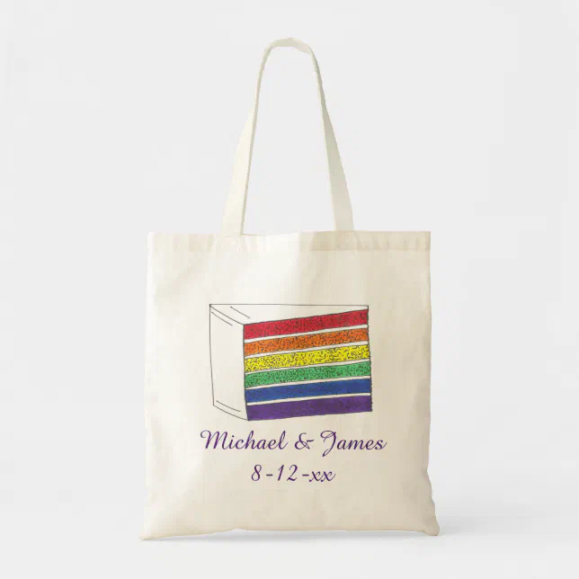 Rainbow Wedding Cake Slice Gay Pride Month LGBTQ Tote Bag | Zazzle
