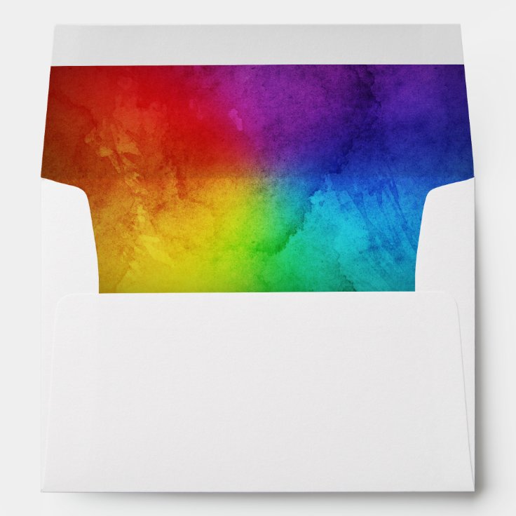 Rainbow Wedding Invitation Inside Print Envelope | Zazzle