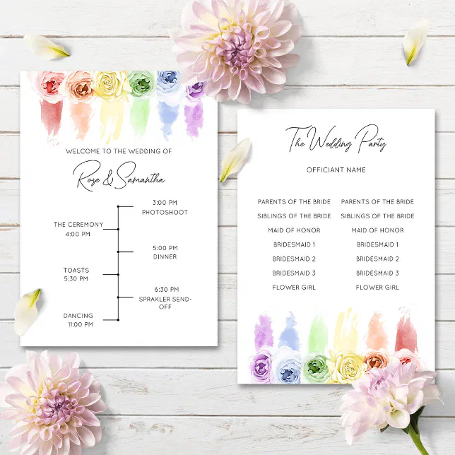 Rainbow Wedding Program | Zazzle