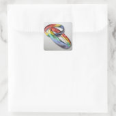 Rainbow Wedding Rings for Marriage Equality Square Sticker | Zazzle