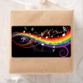 Rainbow White Music Notes on Black Label | Zazzle