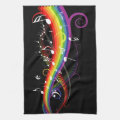 Rainbow White Music Notes on Black Towel | Zazzle
