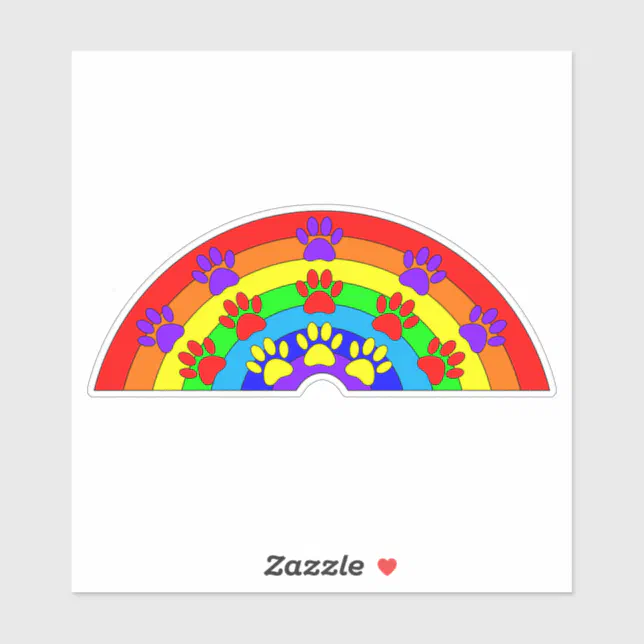 Rainbow With Dog Paw Prints Sticker | Zazzle
