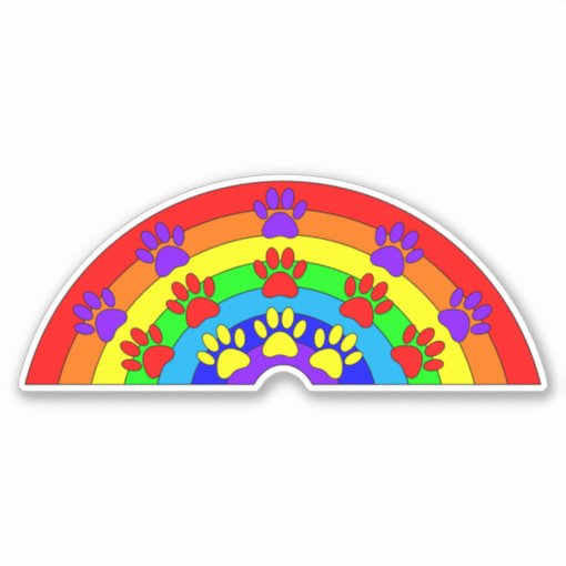 Rainbow With Dog Paw Prints Sticker | Zazzle