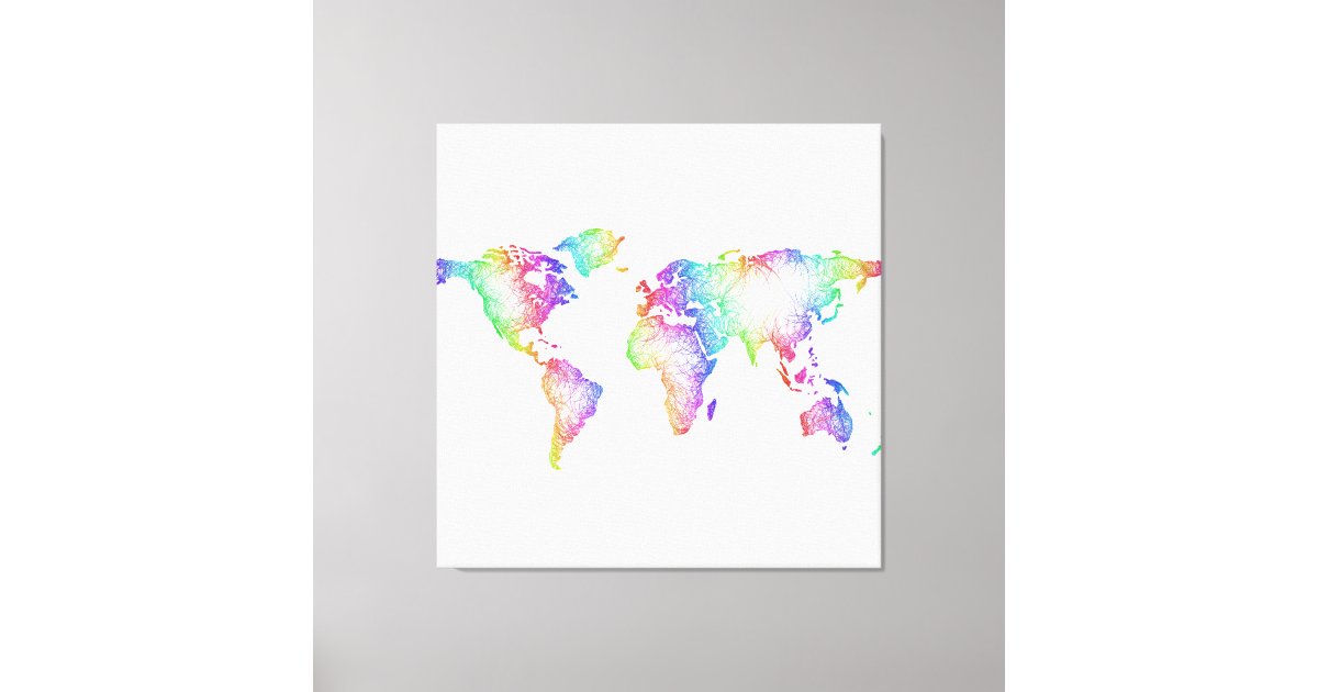 Rainbow World map Canvas Print | Zazzle