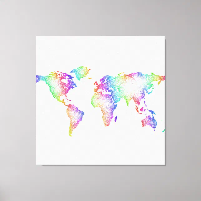 Rainbow World map Canvas Print | Zazzle