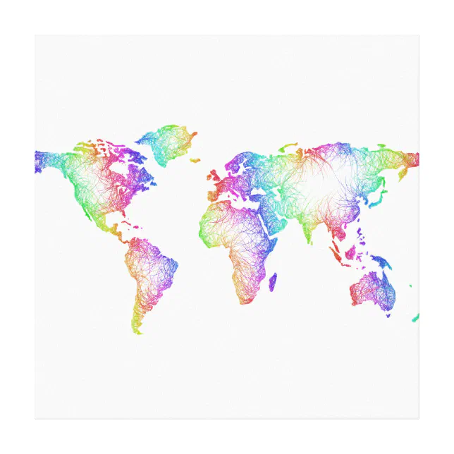 Rainbow World map Canvas Print | Zazzle