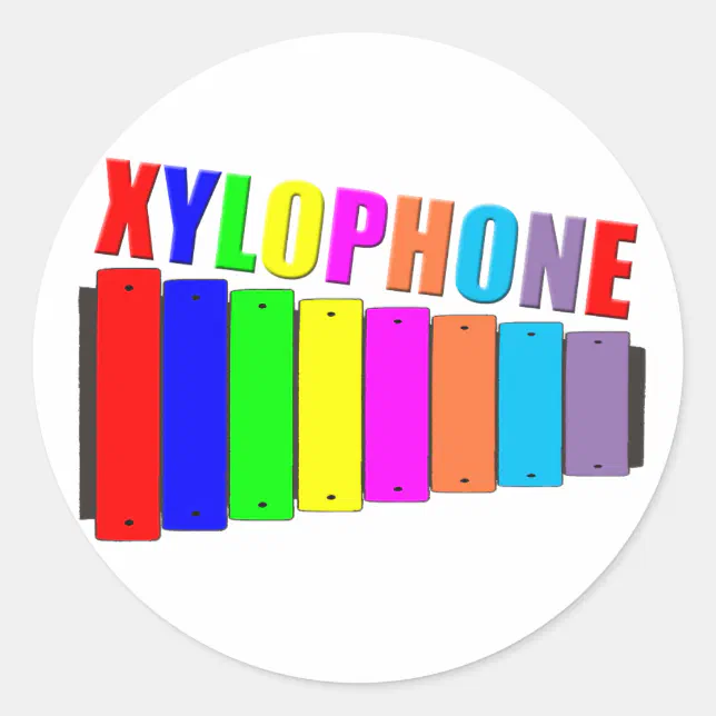 rainbow xylophone classic round sticker | Zazzle