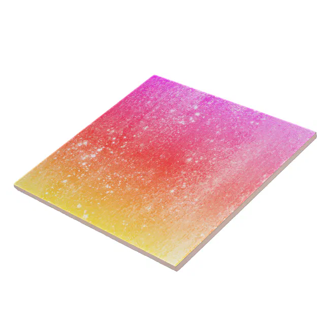 Rainbow yellow-pink gradient ceramic tile | Zazzle