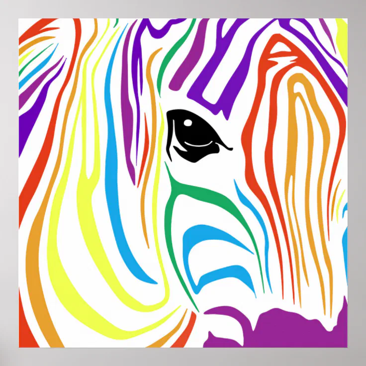 Rainbow Zebra Poster | Zazzle
