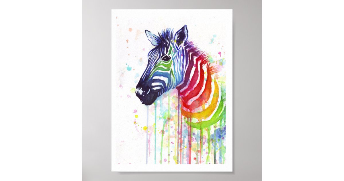 Rainbow Zebra Poster | Zazzle