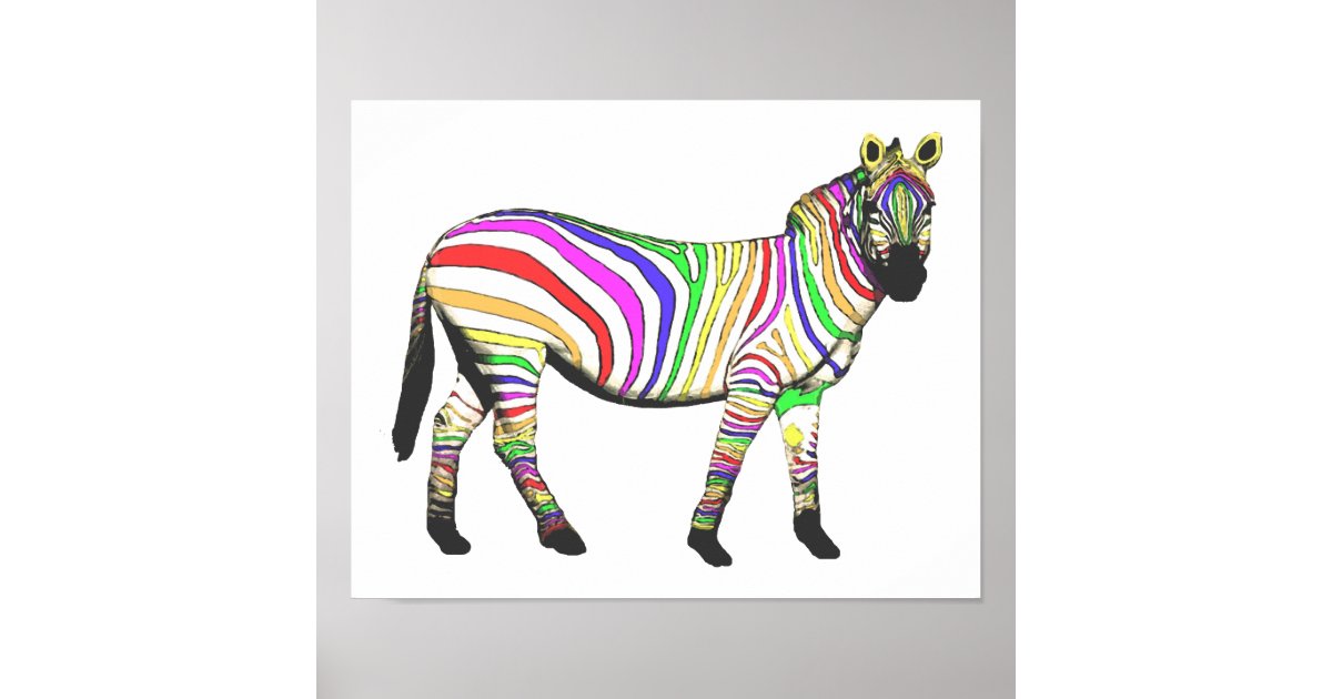 Rainbow Zebra Poster | Zazzle
