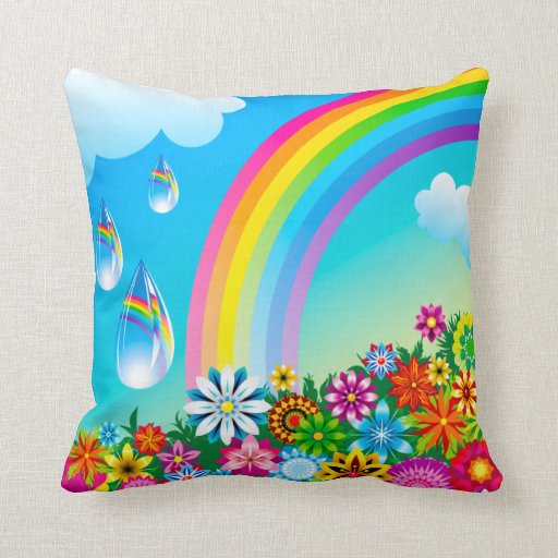 Rainbows and Flowers Throw Pillow | Zazzle