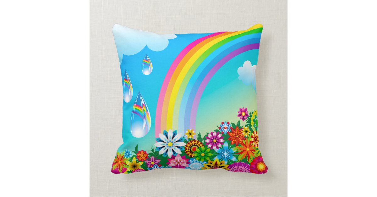 Rainbows and Flowers Throw Pillow | Zazzle