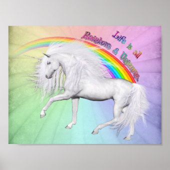 Rainbows and Unicorns Poster | Zazzle