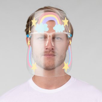 Rainbows Stars Clouds Reusable Washable Face Shield | Zazzle
